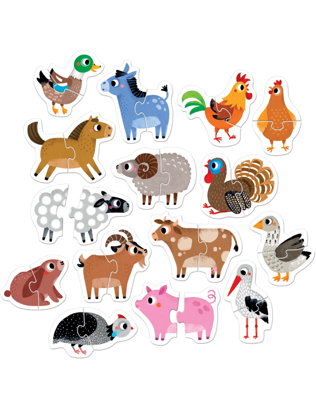 Puzzles Animaux de la Ferme pour Tout-Petits (18m+) - 15 Puzzles de 2 ...