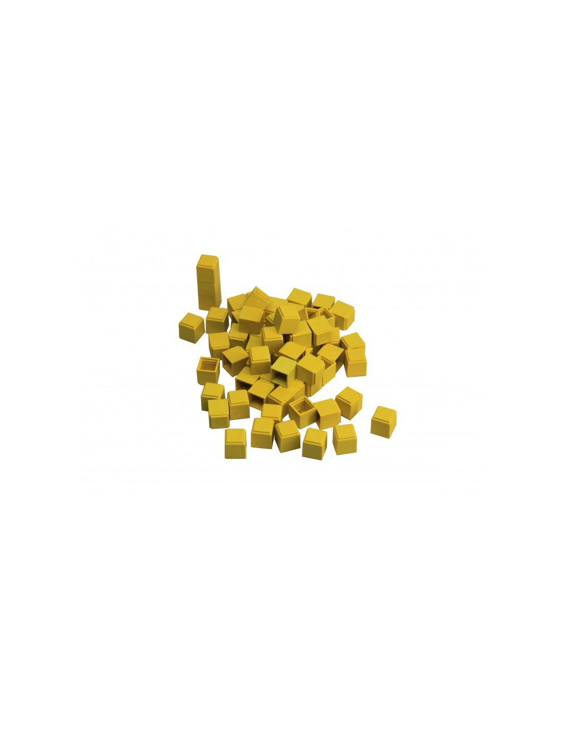 100 Cubes des unités Emboîtables en Re-Plastique - 1 cm Jaunes pour base 10
